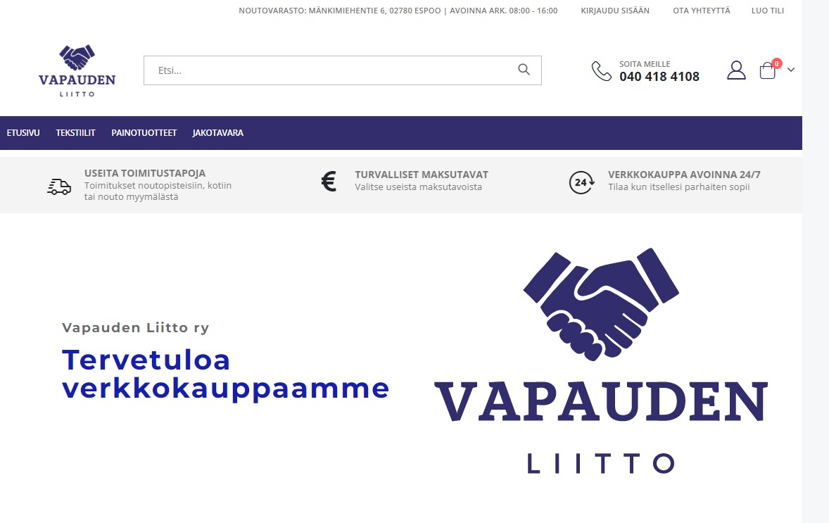Verkkokauppa | Vapauden liitto r.p.