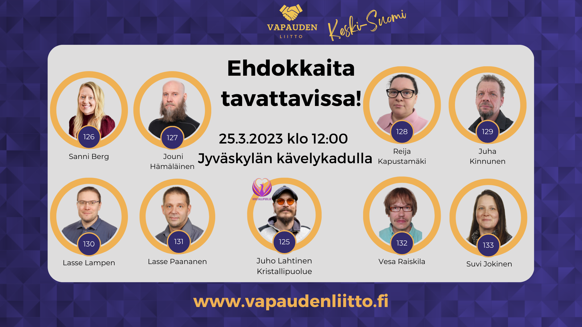 Keski-Suomen ehdokkaita tavattavissa la 25.3.2023 klo 12:00 alkaen ...