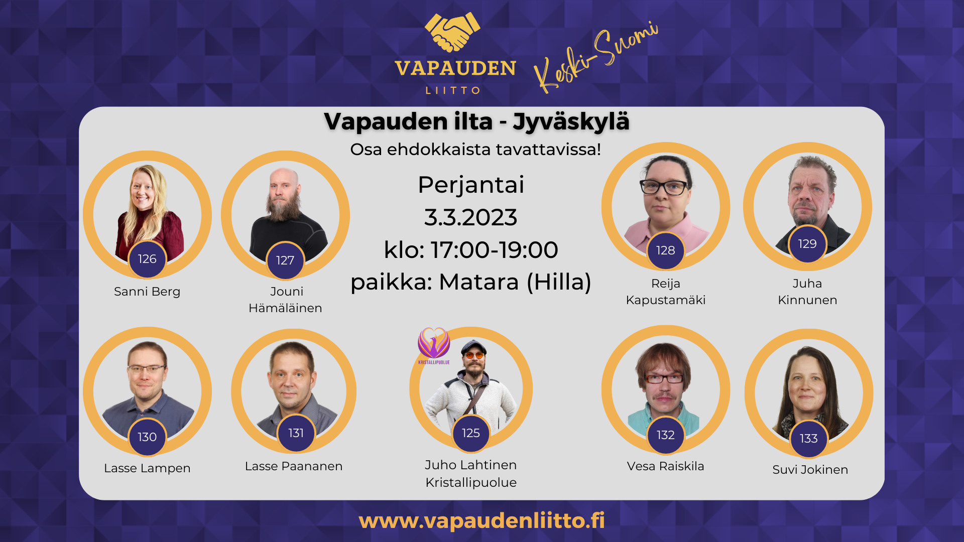 Vapauden ilta -Jyväskylä perjantaina 4.3.2023 | Vapauden liitto r.p.