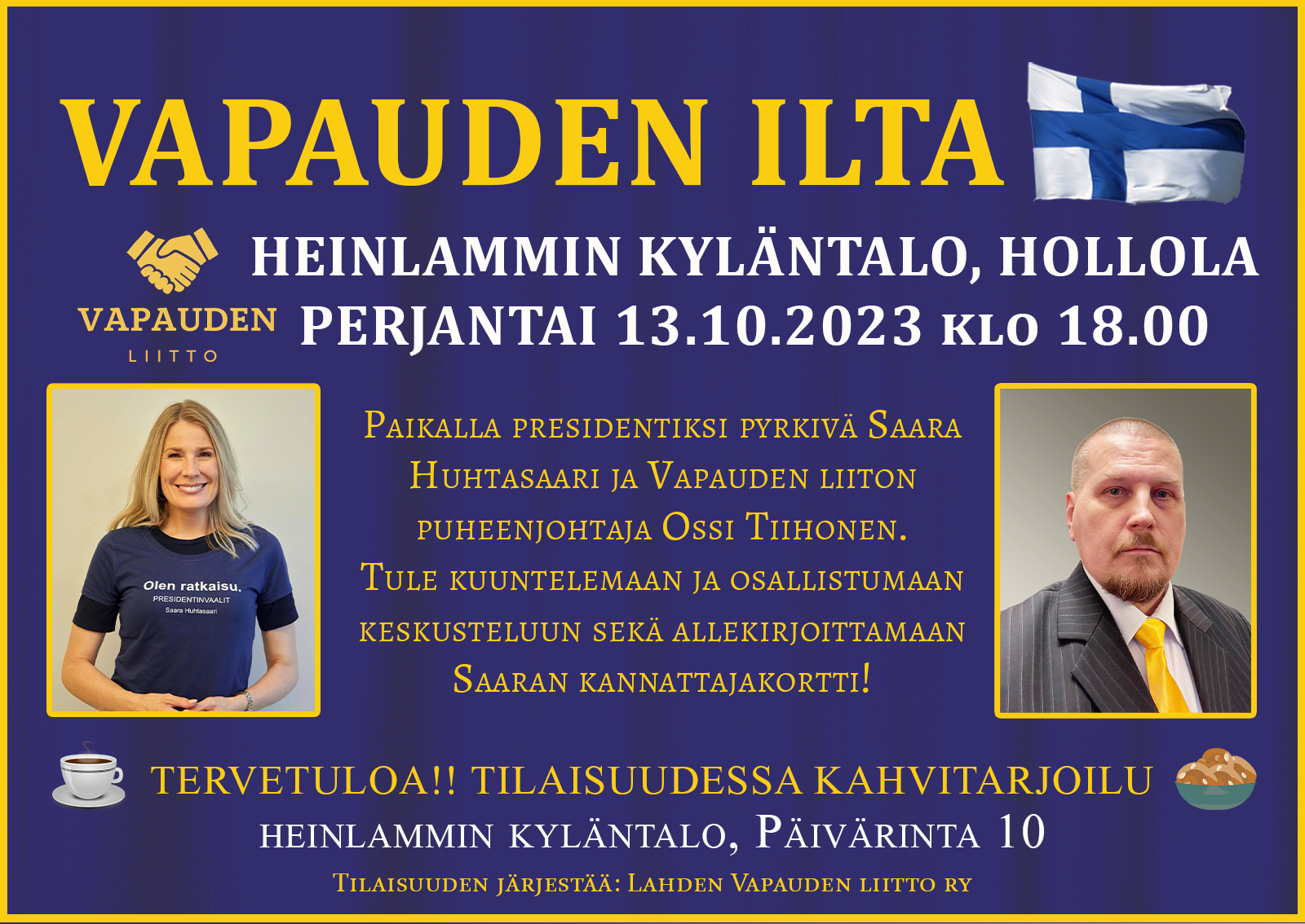 Vapauden ilta Pe 13.10 | Vapauden liitto r.p.